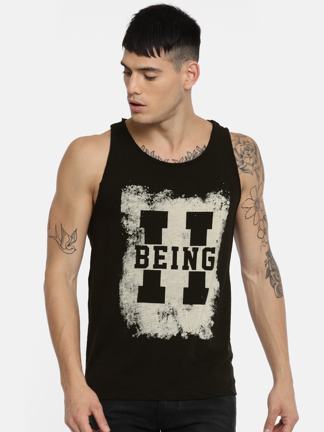 Buy Being Human Clothing Men Black Printed Round Neck T Shirt - Tshirts ...