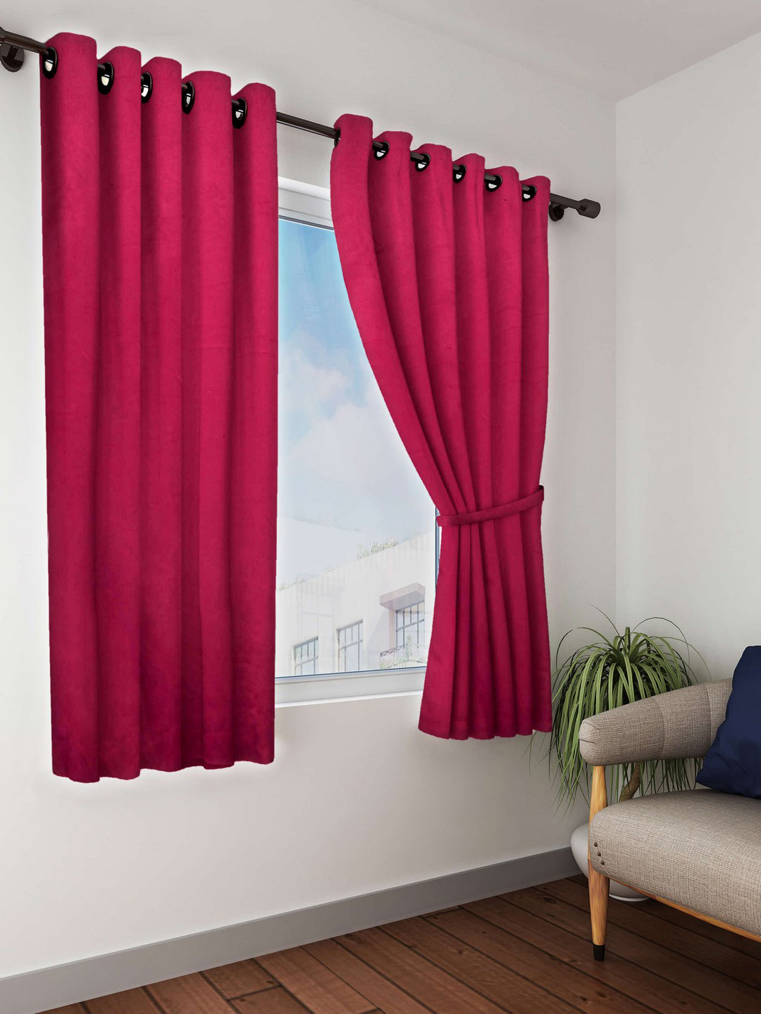 Buy Bianca Maroon Solid Window Curtains - Curtains And Sheers for ...