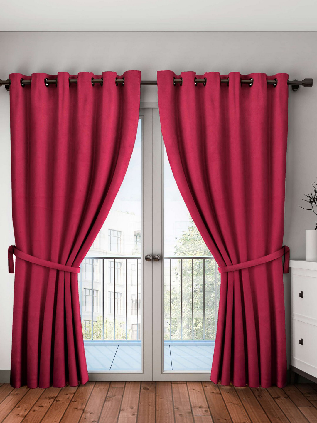 Buy Bianca Maroon Solid Window Curtains - Curtains And Sheers for ...