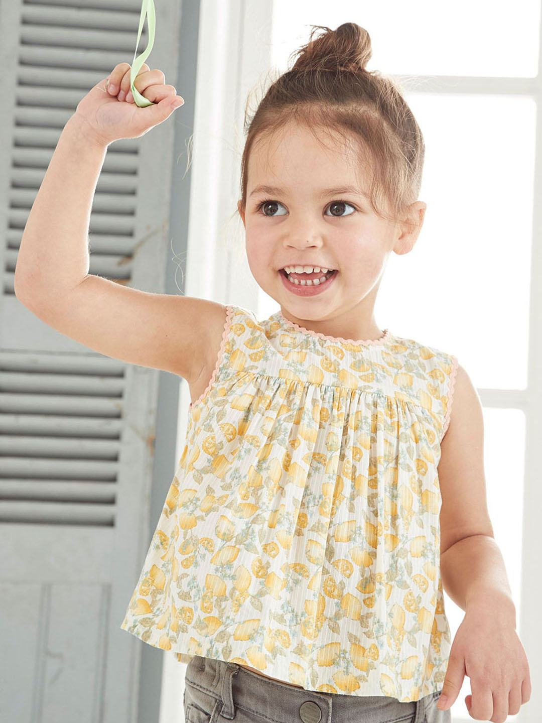 Buy Next Girls Yellow Printed A Line Top - Tops for Girls 5591568 | Myntra