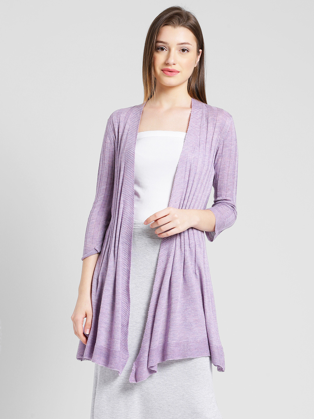 Buy Manola Purple Solid Open Front Shrug - Shrug for Women 5591646 | Myntra