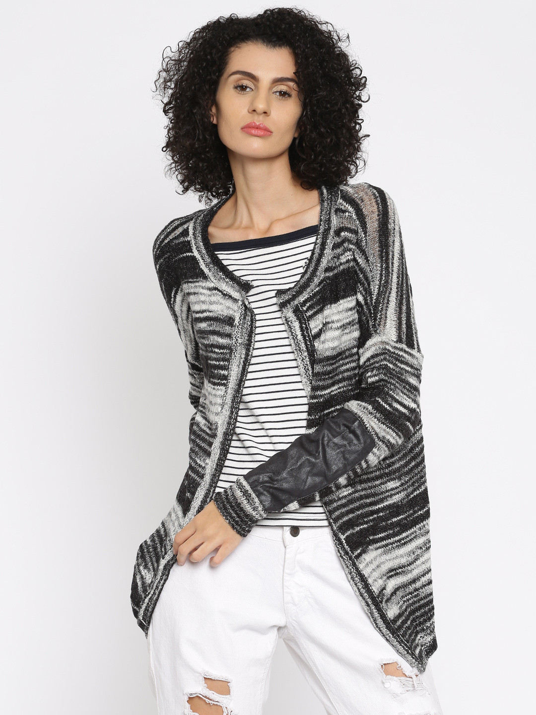 Buy ONLY Women Black & White Shrug - Shrug for Women 560586 | Myntra