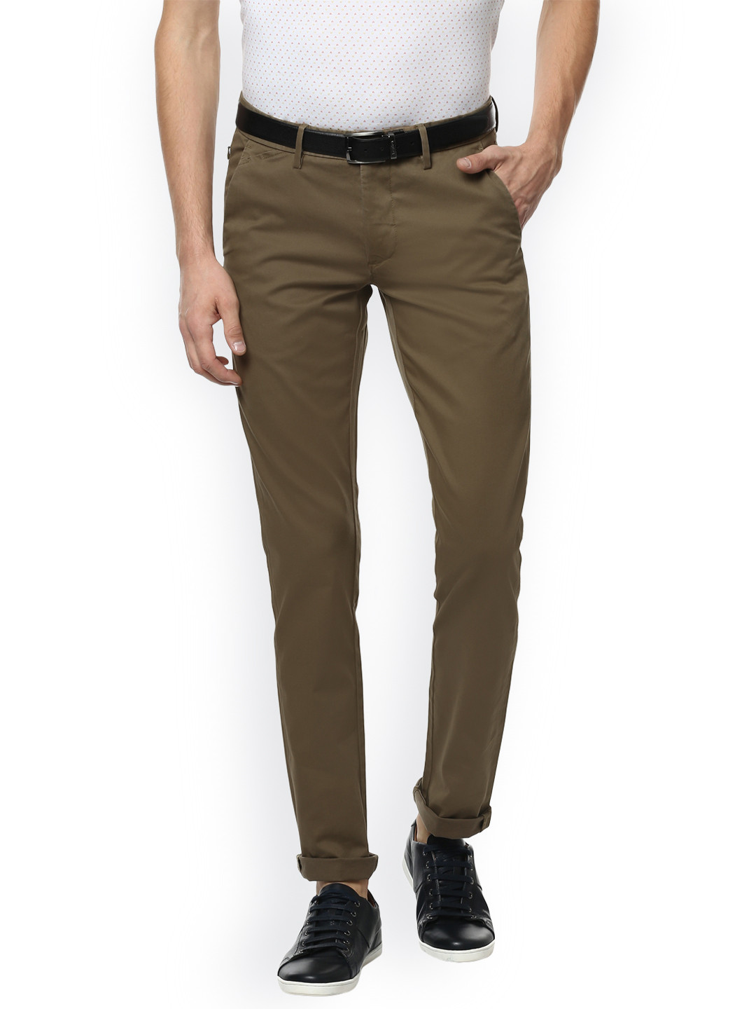 Buy Allen Solly Men Brown Slim Fit Solid Chinos - Trousers for Men ...