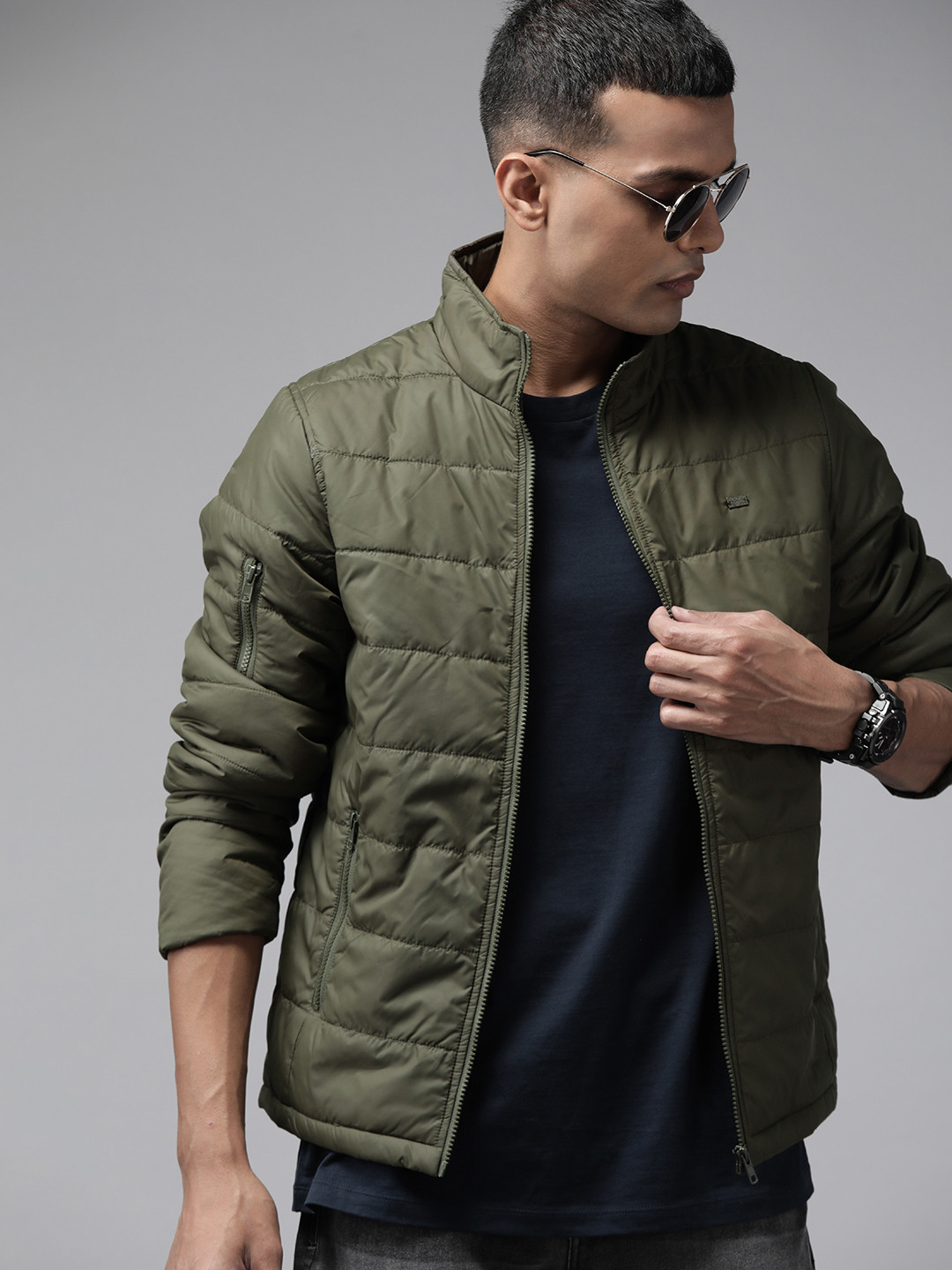 Buy Roadster Men Solid Padded Jacket - Jackets for Men 5614974 | Myntra