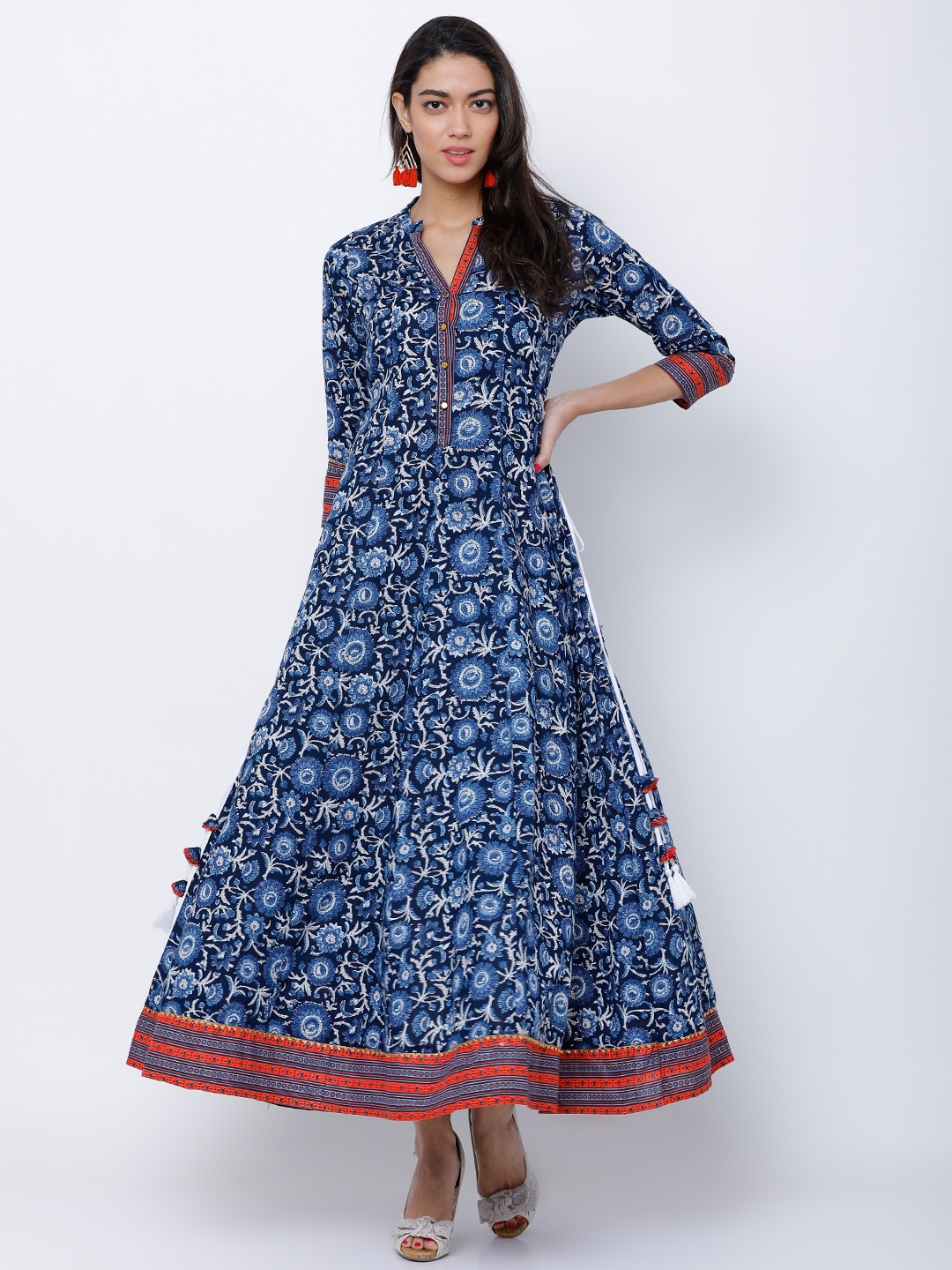 Buy Vishudh Women Navy Blue Printed Anarkali Kurta Kurtas For Women