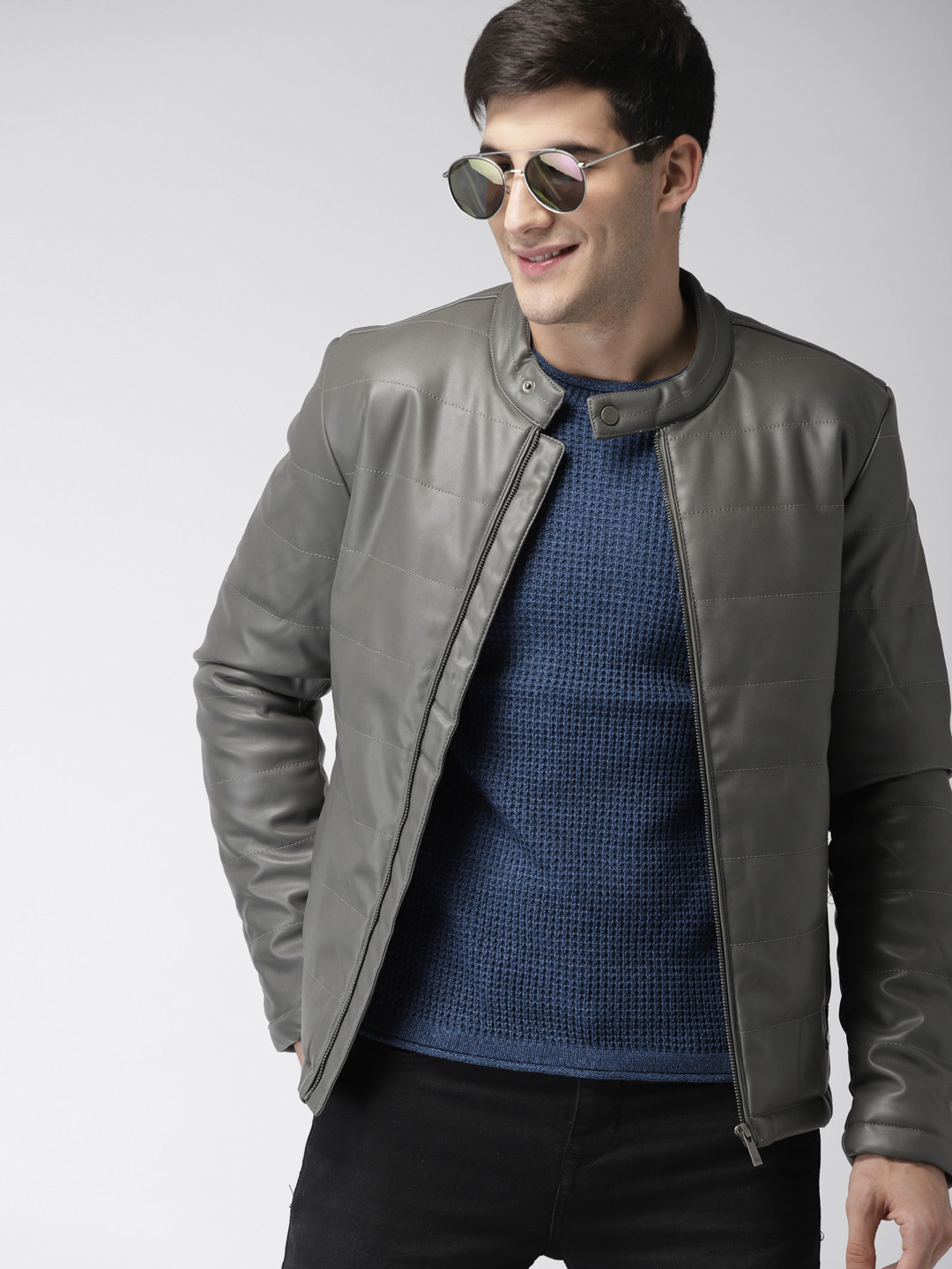 Buy Mast & Harbour Men Grey Solid Tailored Jacket - Jackets for Men ...