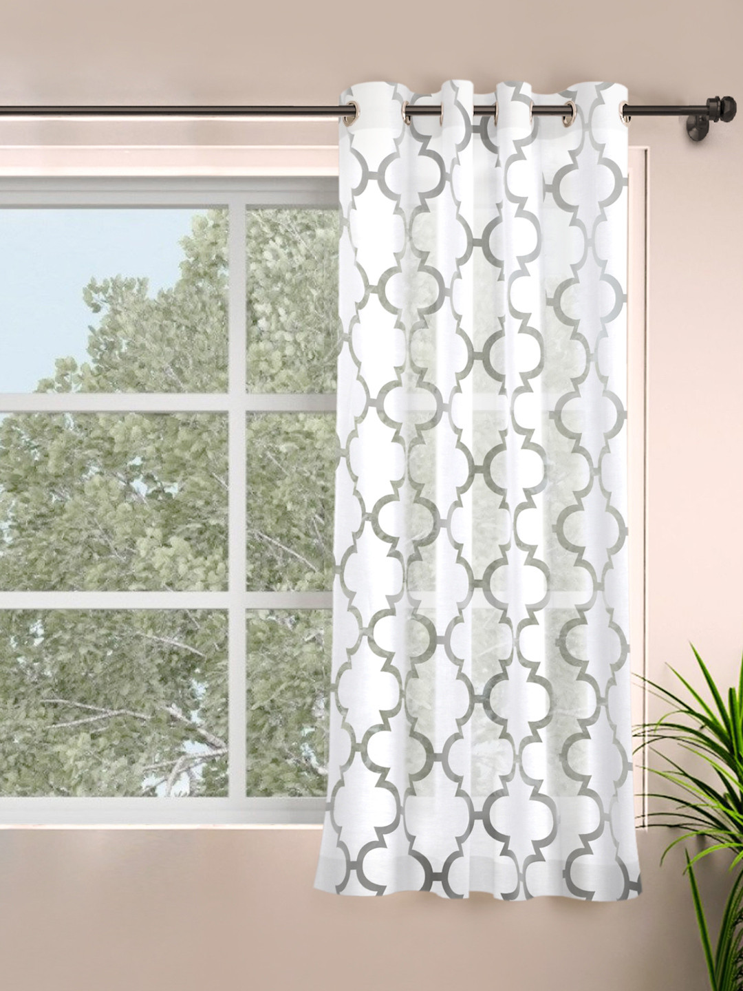 Buy ROSARA HOME White Sheer Single Window Curtains - Curtains And ...