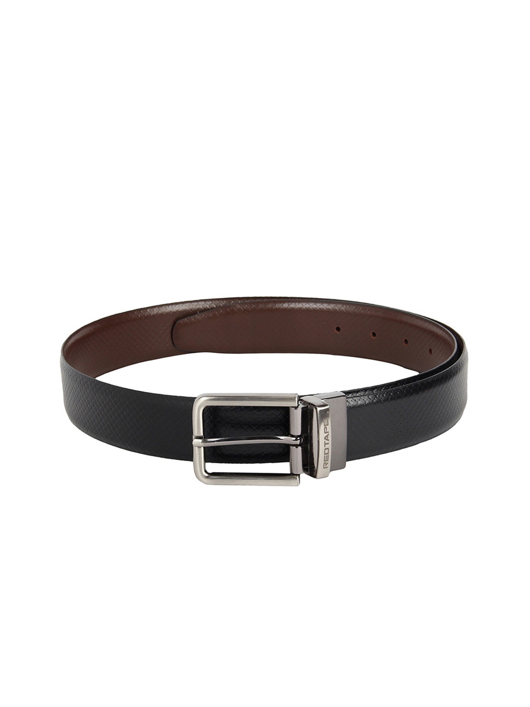 Buy Red Tape Men Black & Brown Textured Reversible Belt - Belts for Men ...
