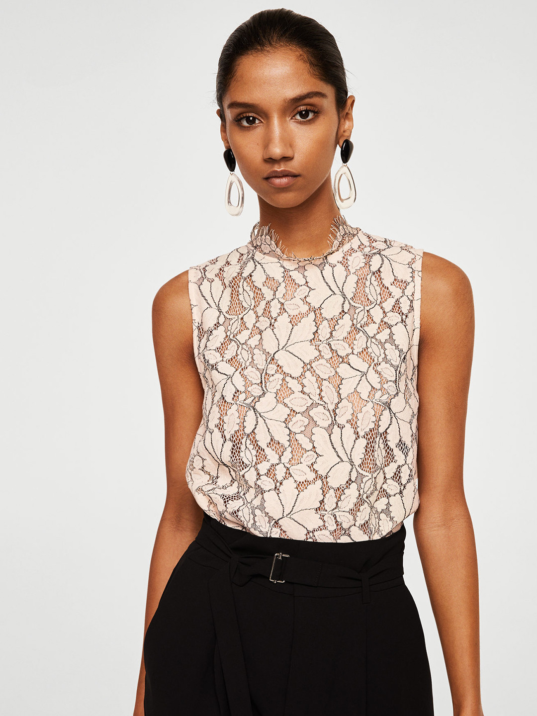 Buy MANGO Women Cream Coloured Lace Top - Tops for Women 5648519 | Myntra