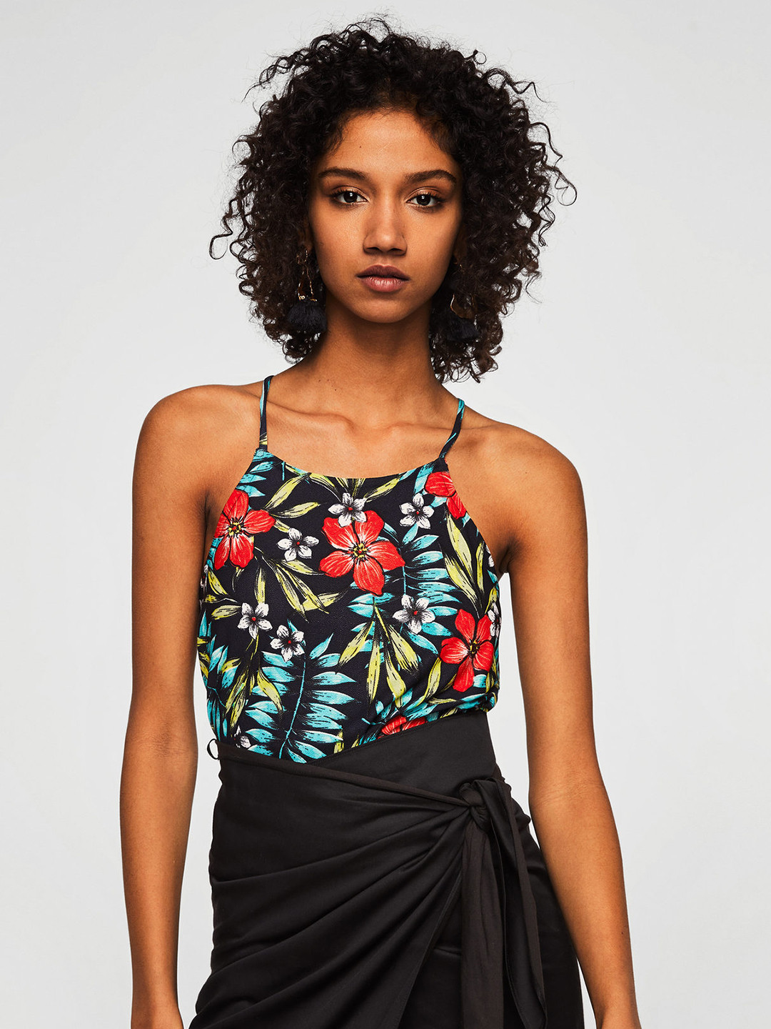 Buy MANGO Women Black Printed A Line Top - Tops for Women 5648746 | Myntra