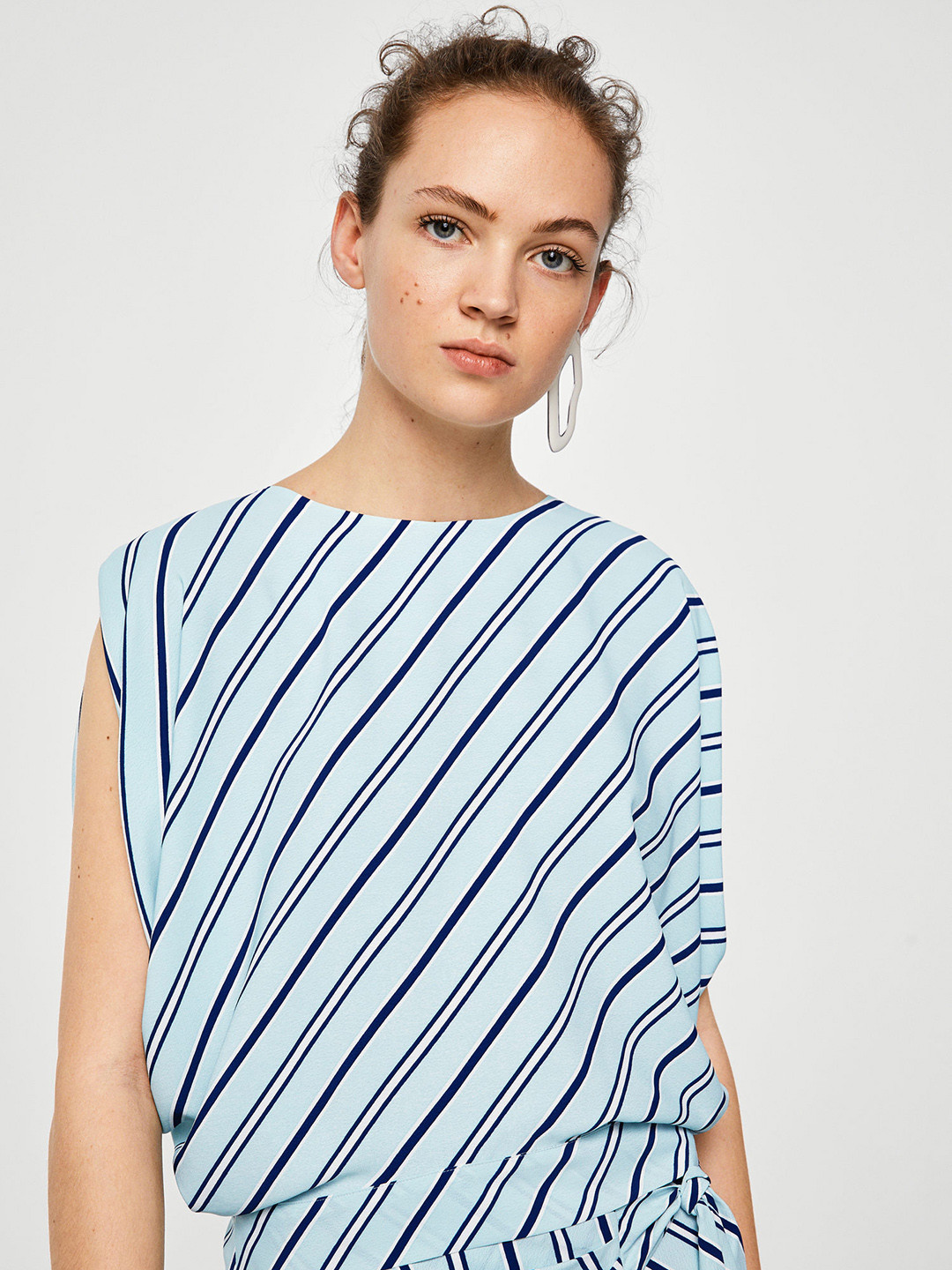 Buy MANGO Women Blue Striped Styled Back Top - Tops for Women 5648834 ...