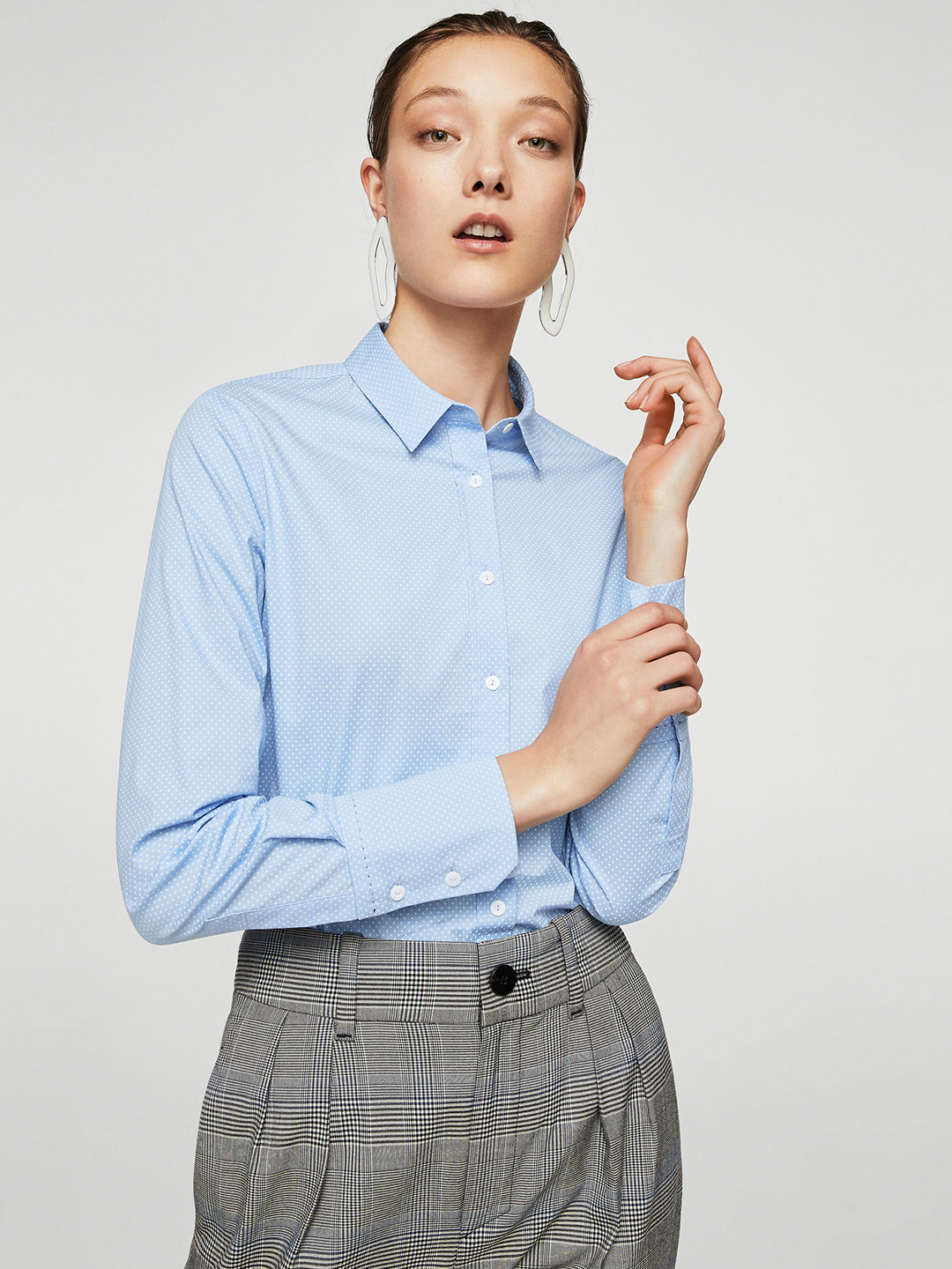 Buy MANGO Women Blue Solid Formal Shirt - Shirts for Women 5703996 | Myntra