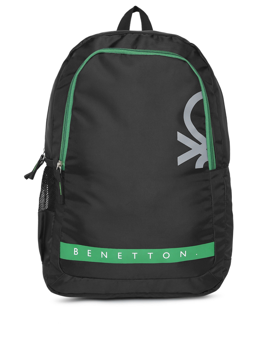 Buy United Colors Of Benetton Unisex Black & Green Brand Logo Backpack ...