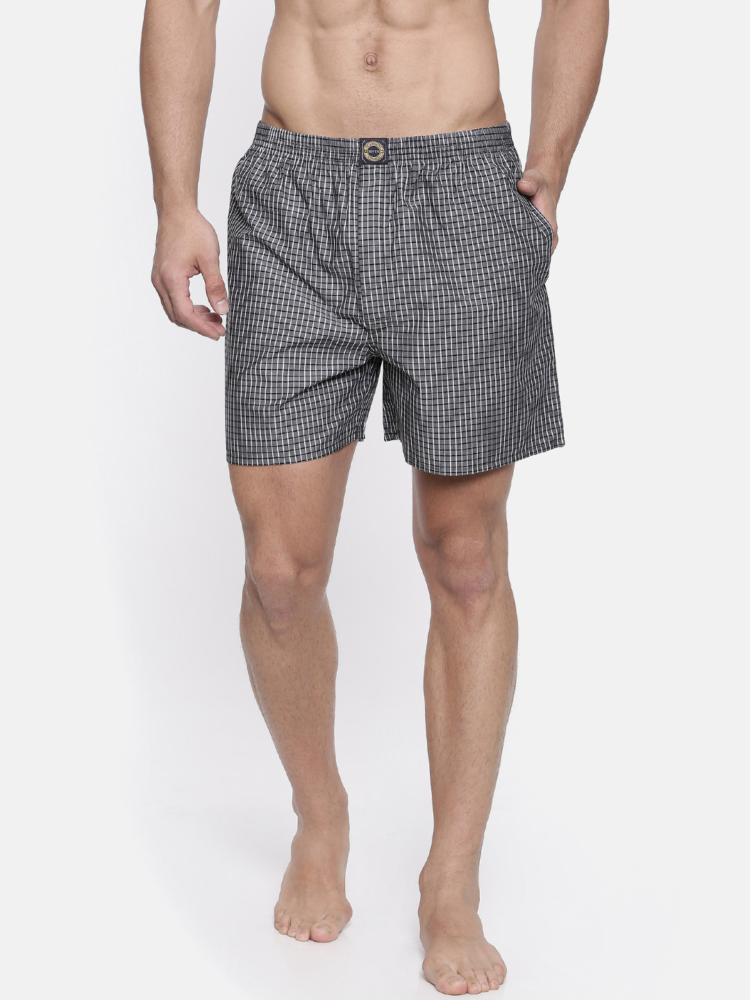 Buy Joven Grey & Off White Checkered Boxer JB106 - Boxers for Men ...