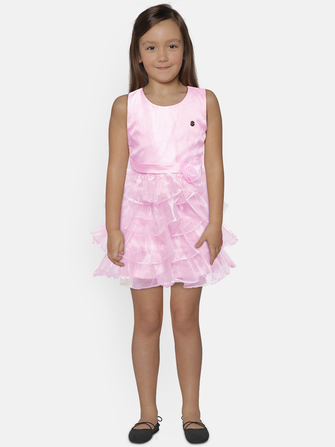 Buy Peppermint Girls Pink Solid Fit And Flare Dress - Dresses for Girls ...