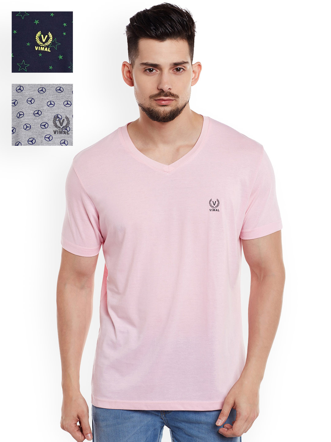 Buy VIMAL JONNEY Pack Of 3 Slim Fit T Shirts - Tshirts for Men 5905915 ...
