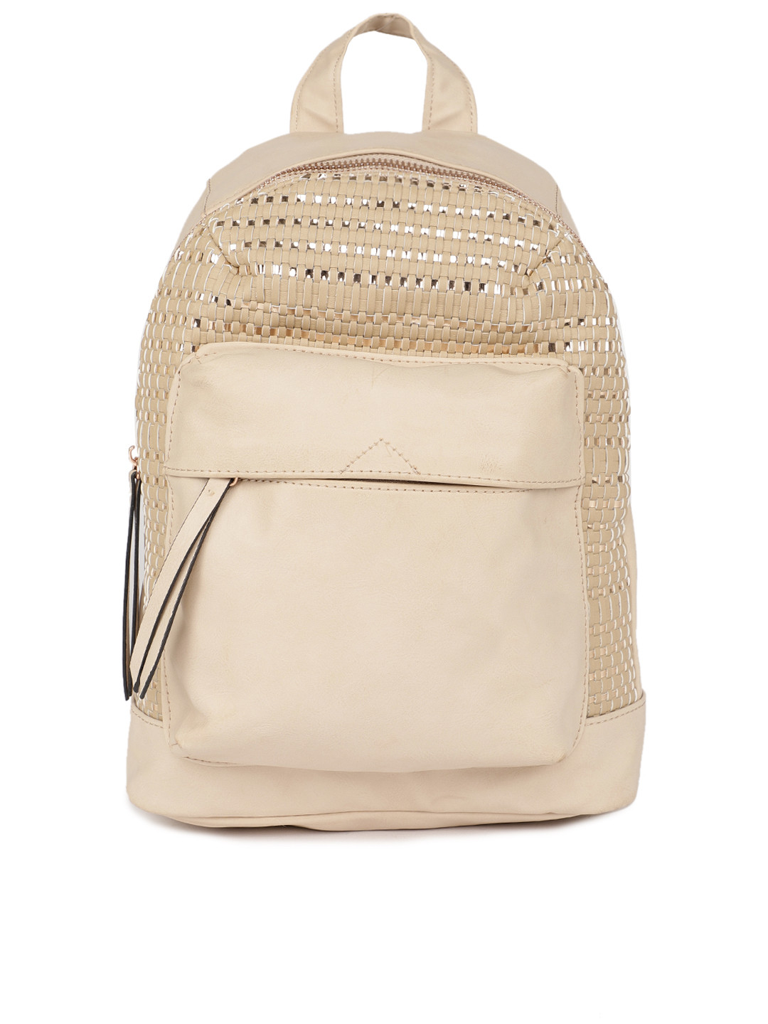 Buy Steve Madden Women Rose Gold Toned Woven Design Backpack ...