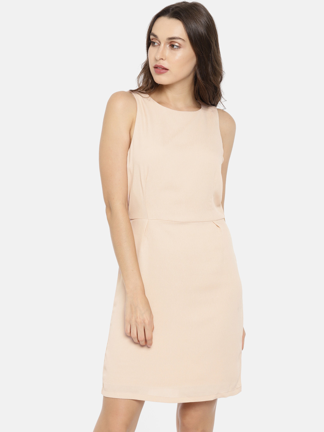 Buy ONLY Women Peach Coloured Solid Sheath Dress - Dresses for Women ...