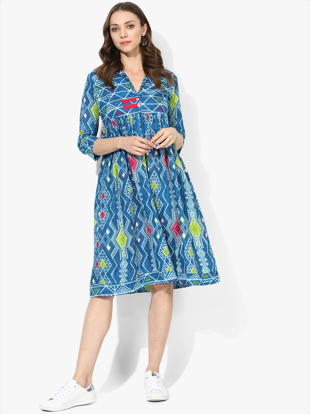 Buy Sangria Blue Printed A Line Dress Dresses For Women 6892944 Myntra