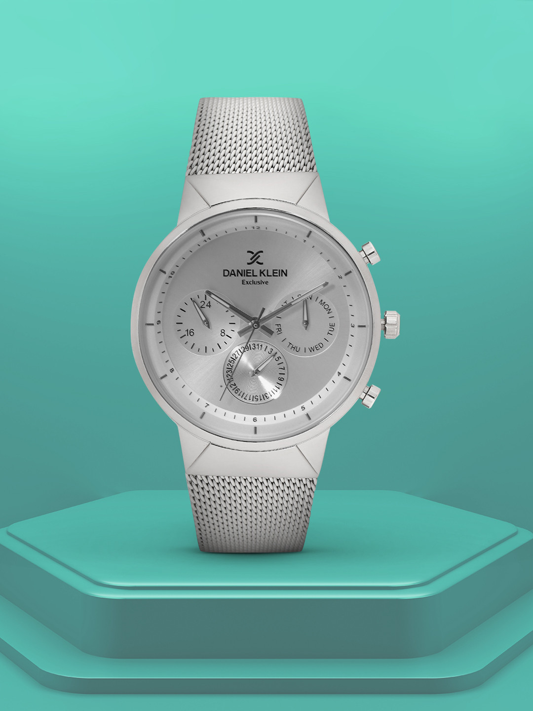 Buy Daniel Klein Exclusive Men Silver Toned Multifunction Watch DK11750 ...