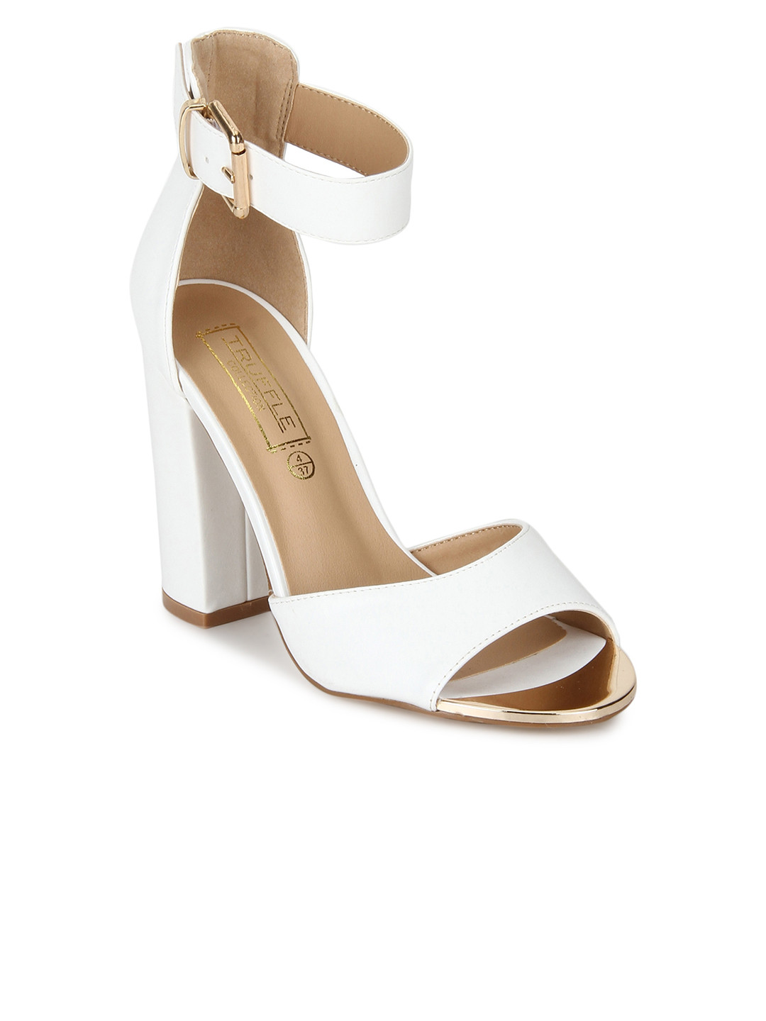 Buy Truffle Collection Women White Solid Heels - Heels for Women ...