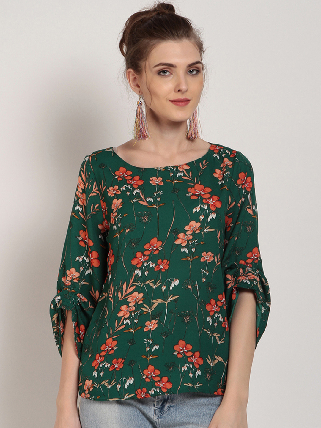 Buy RARE Women Green Printed Top - Tops for Women 6012541 | Myntra