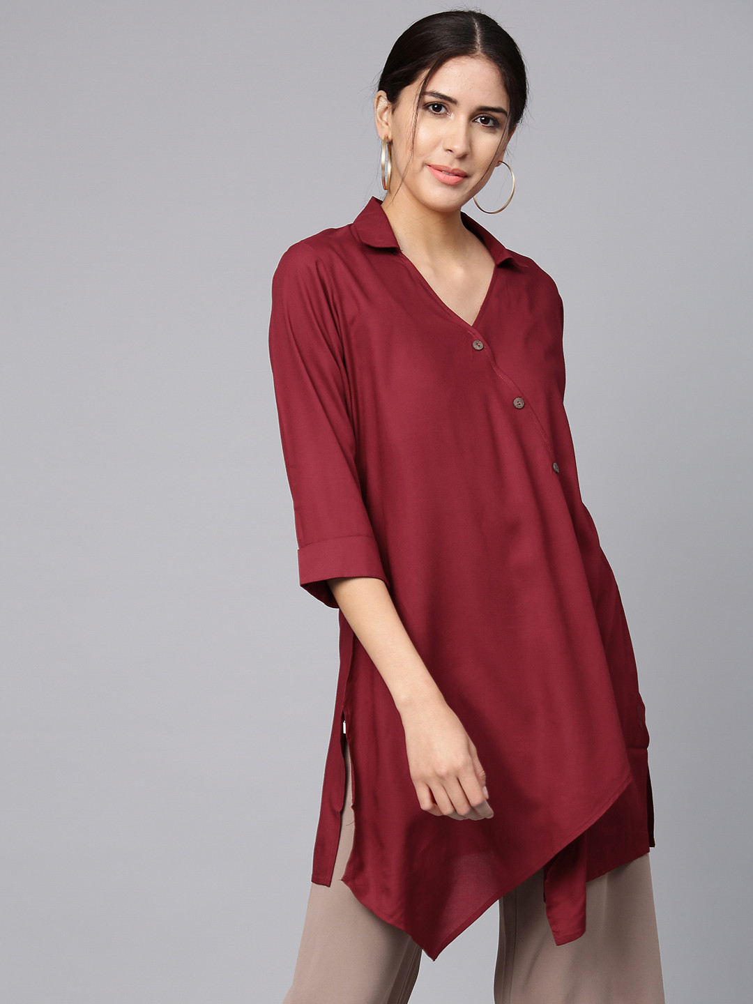 Buy Shree Maroon Solid Tunic - Tunics for Women 6015728 | Myntra