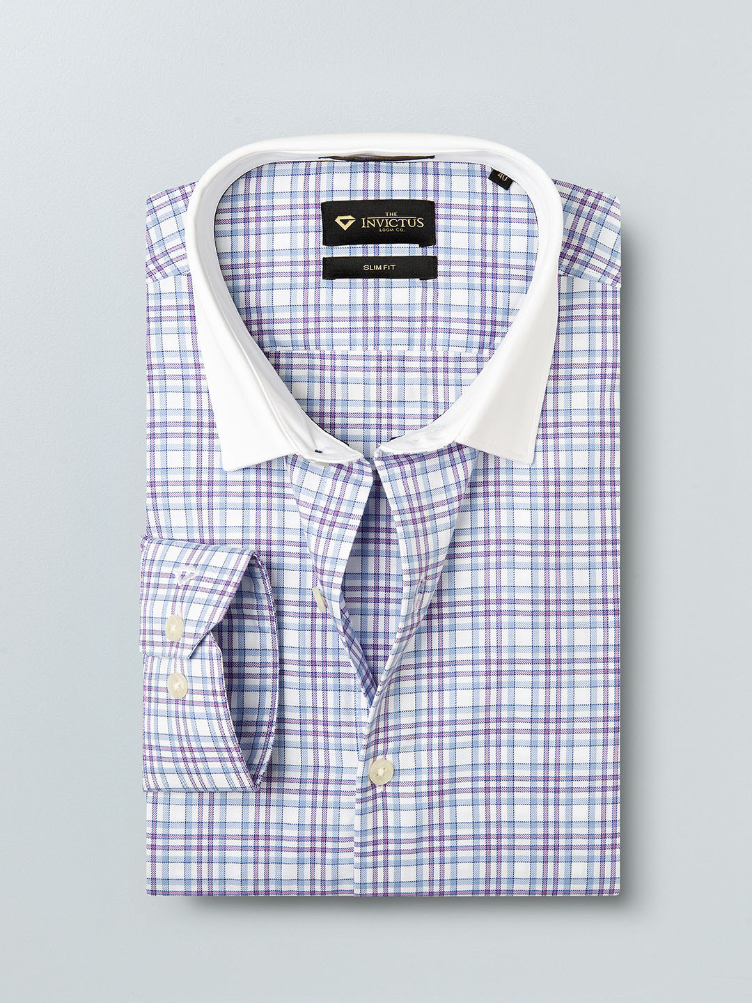 Buy INVICTUS Men Blue & Purple Slim Fit Checked Formal Shirt - Shirts ...