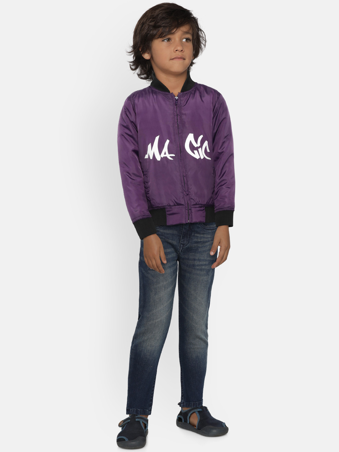 Buy YK Boys Purple Solid Padded Jacket - Jackets for Boys 6043438 | Myntra