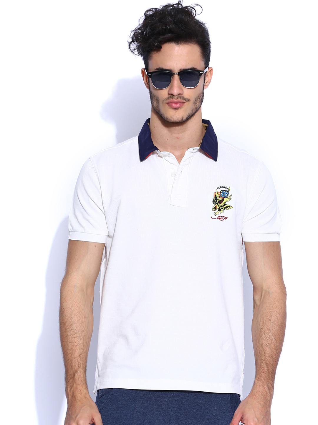 Buy Ed Hardy White Polo Pure Cotton T Shirt - Tshirts for Men 609880 ...