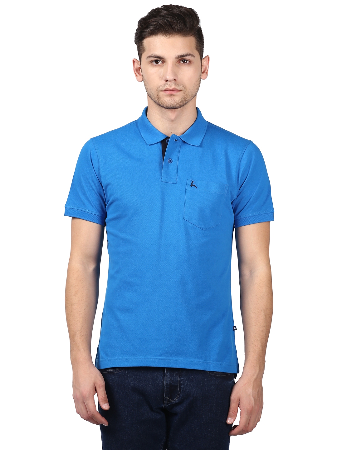 Buy Parx Men Blue Solid Polo Collar T Shirt Tshirts For Men 6145210