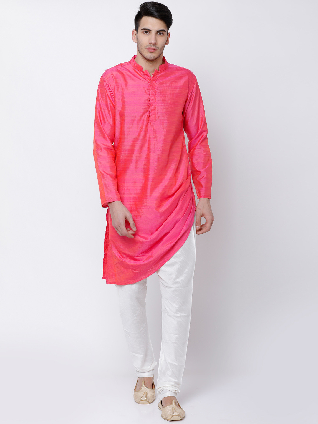 Buy Svanik Men Pink Solid Straight Kurta - Kurtas for Men 6154018 | Myntra