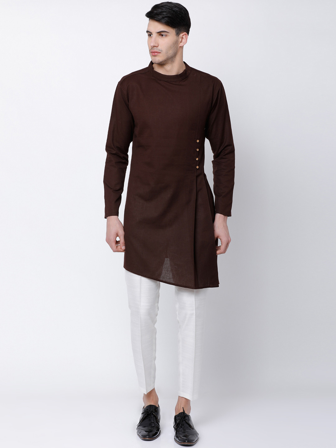 Buy Svanik Men Brown Solid Straight Kurta - Kurtas for Men 6154134 | Myntra