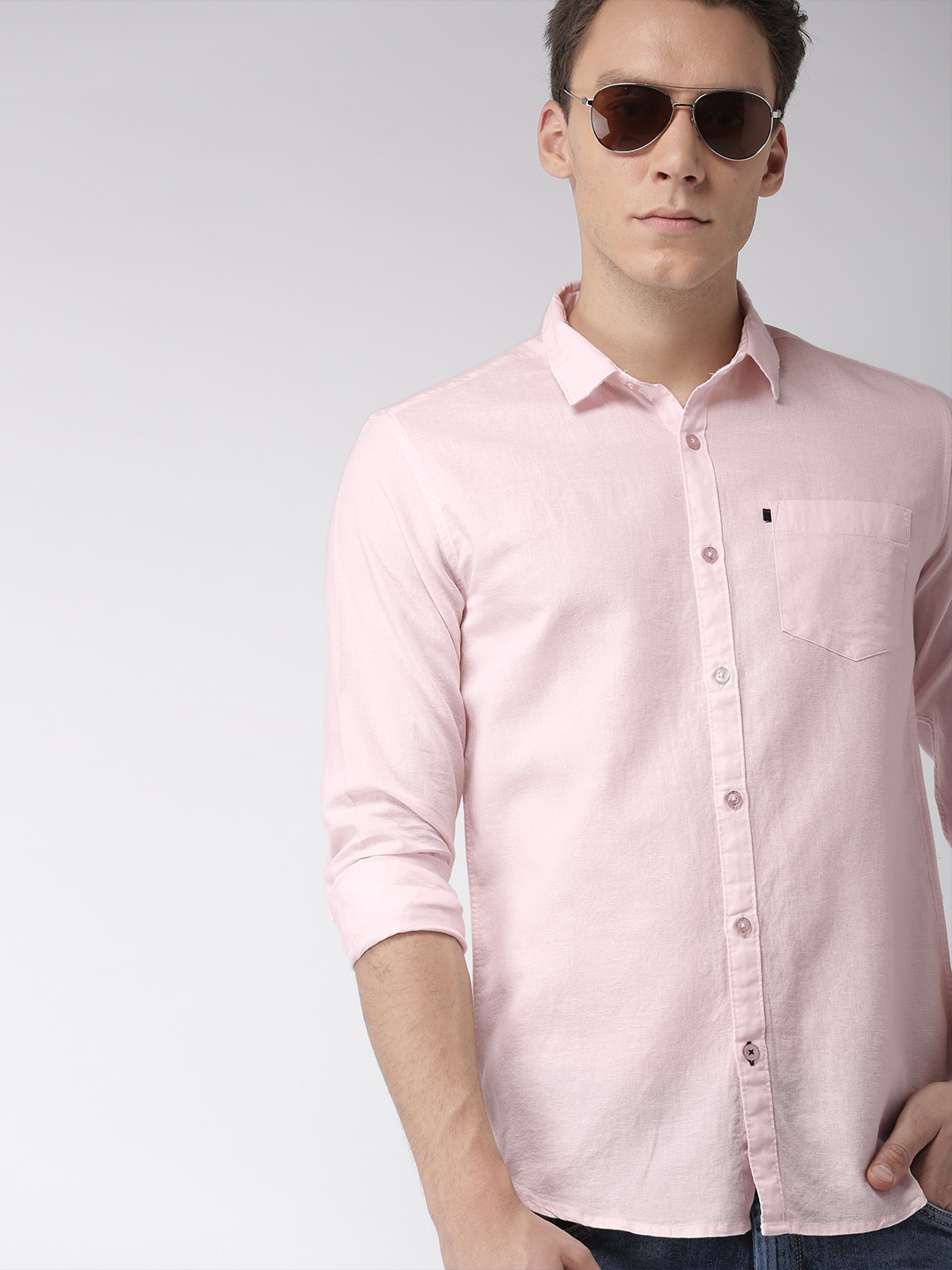 Buy HIGHLANDER Men Pink Slim Fit Solid Casual Shirt - Shirts for Men ...