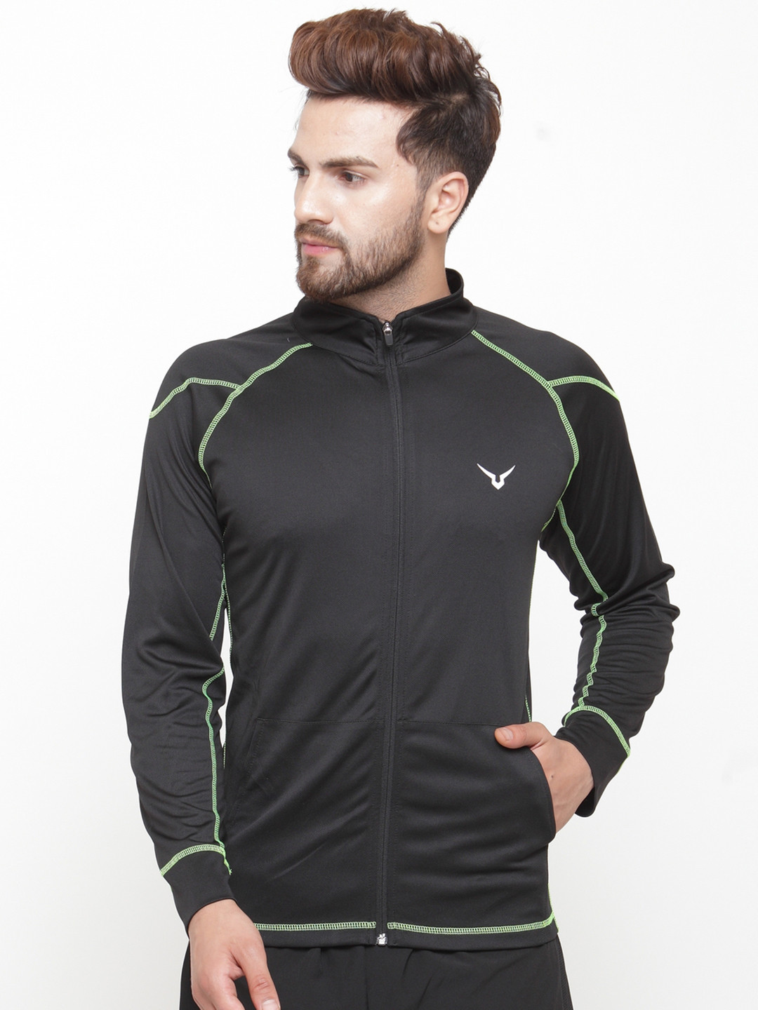 Buy Invincible Men Black Solid Lightweight Sporty Jacket - Jackets for ...