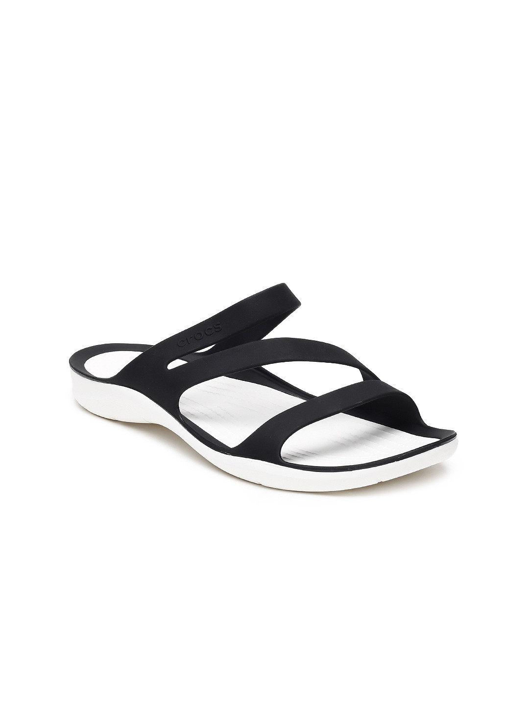 Buy Crocs Women Black Solid Swiftwater Open Toe Flats - Flats for Women ...