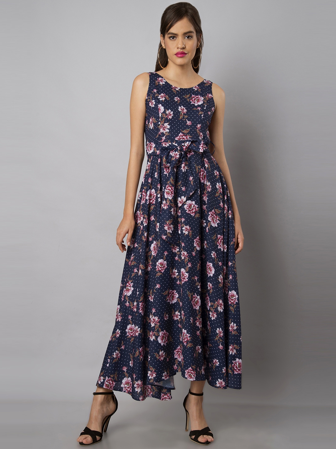 Buy Faballey Women Navy Blue Printed Maxi Dress Dresses For Women