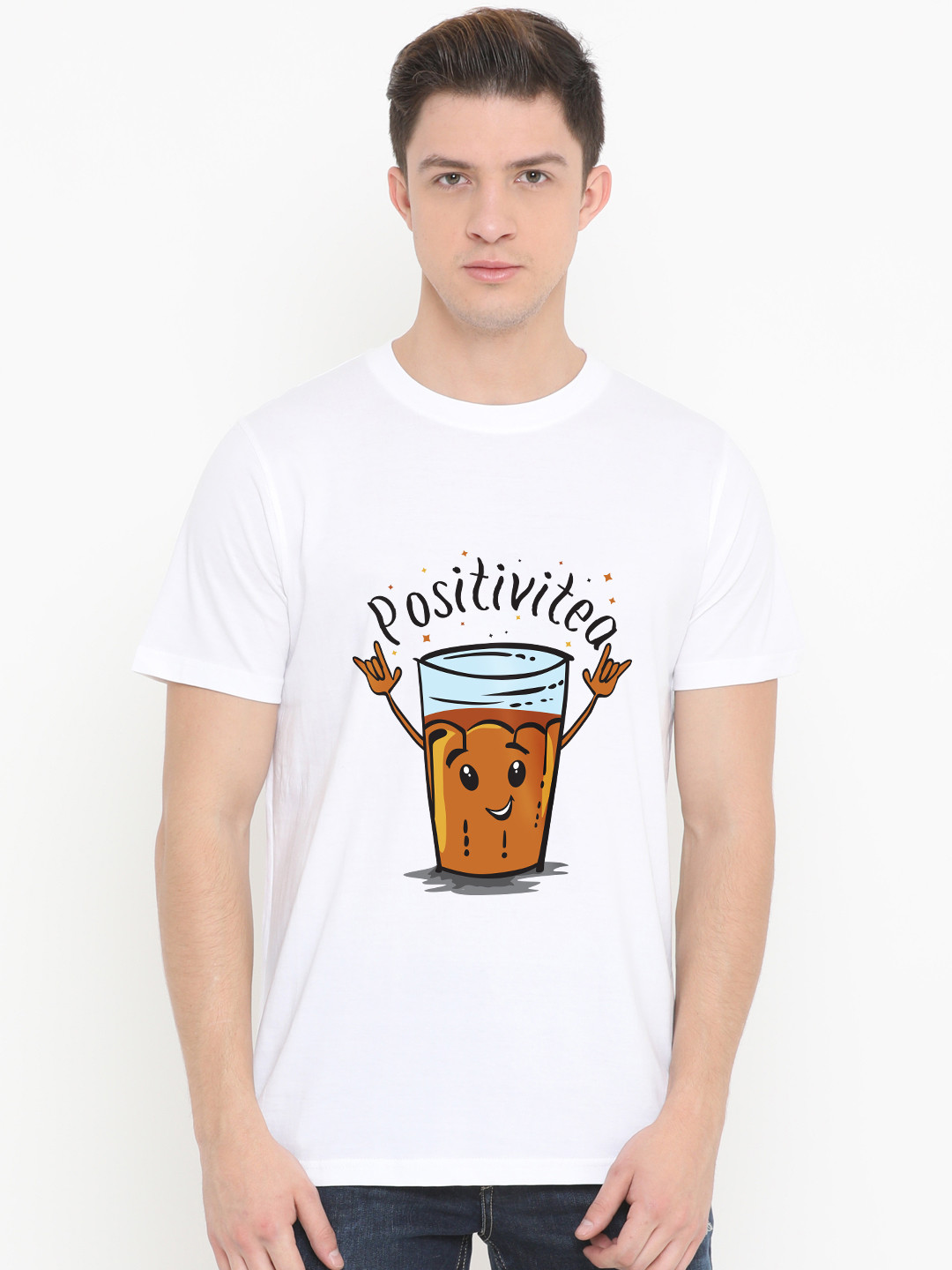 Buy Fully Filmy Men White Printed Round Neck T Shirt - Tshirts for Men ...