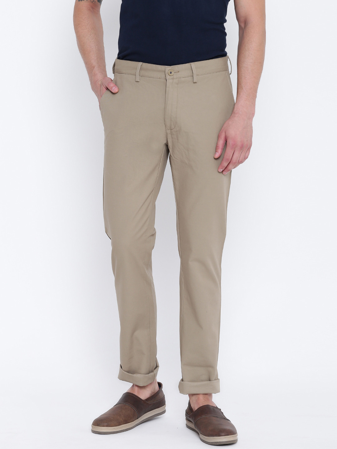 Buy Blackberrys Men Beige B 95 Regular Fit Solid Regular Trousers ...