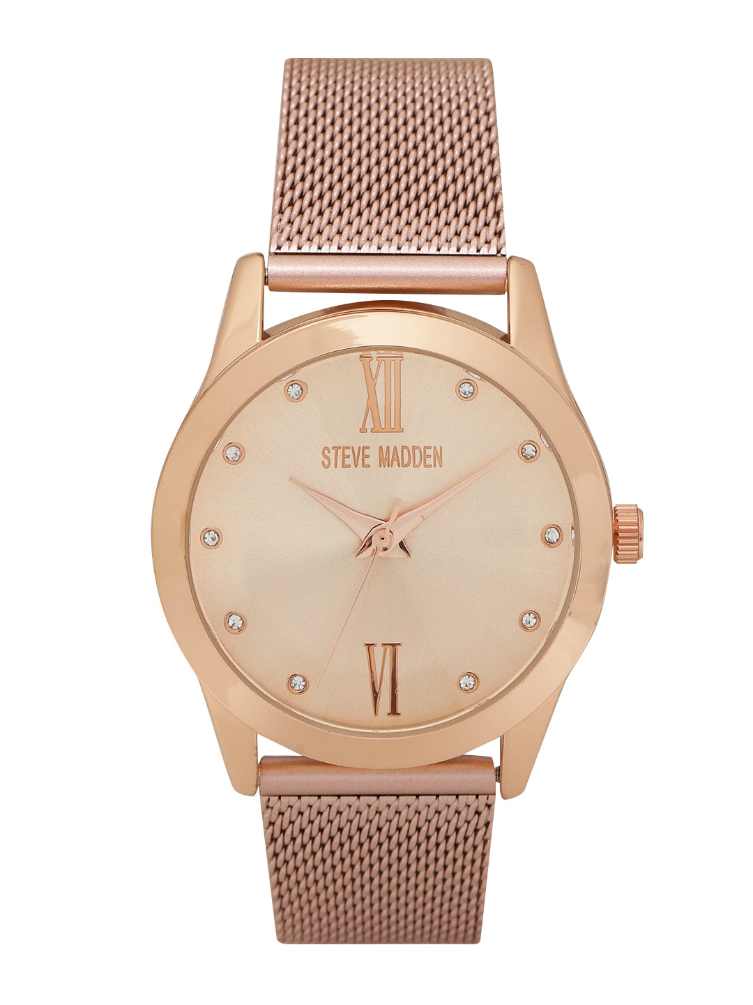 Buy Steve Madden Women Rose Gold Toned Embellished Analogue Watch ...