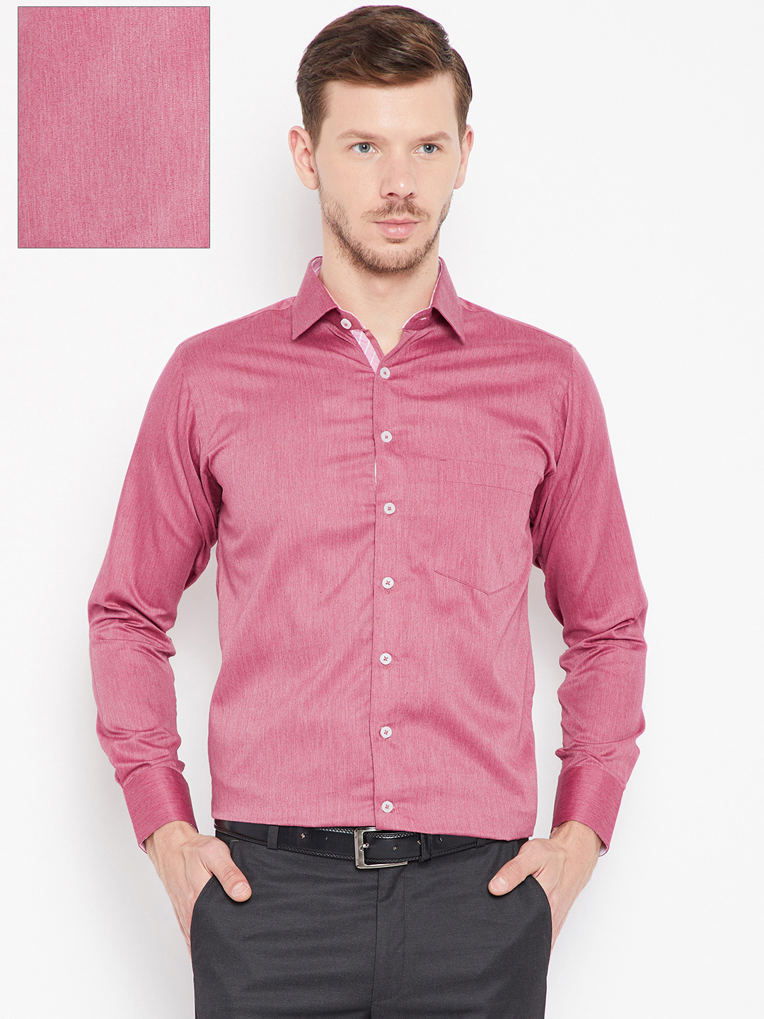 Buy Shaftesbury London Men Red Regular Fit Solid Formal Shirt - Shirts ...