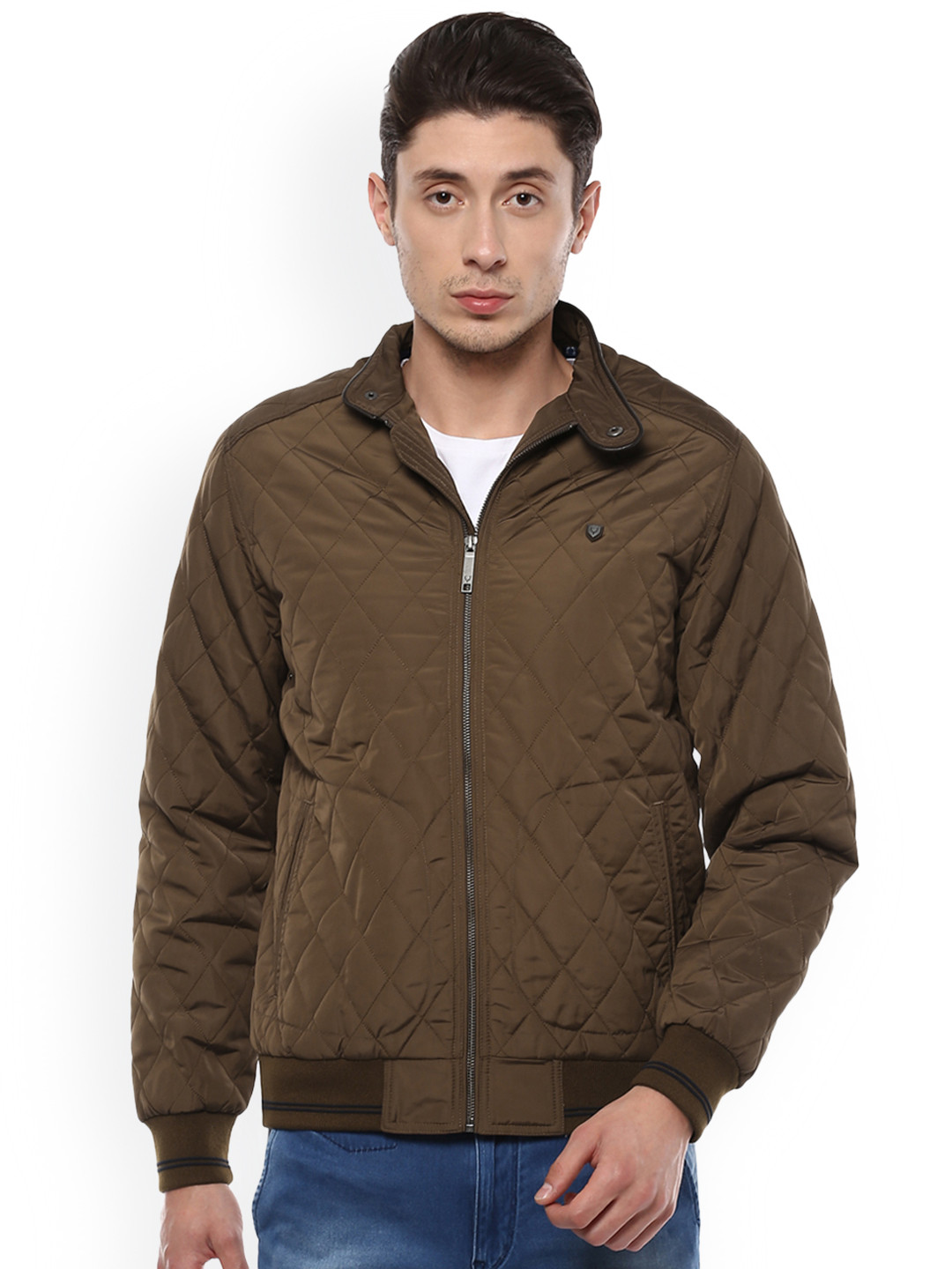 Buy Allen Solly Men Brown Solid Quilted Jacket - Jackets for Men ...