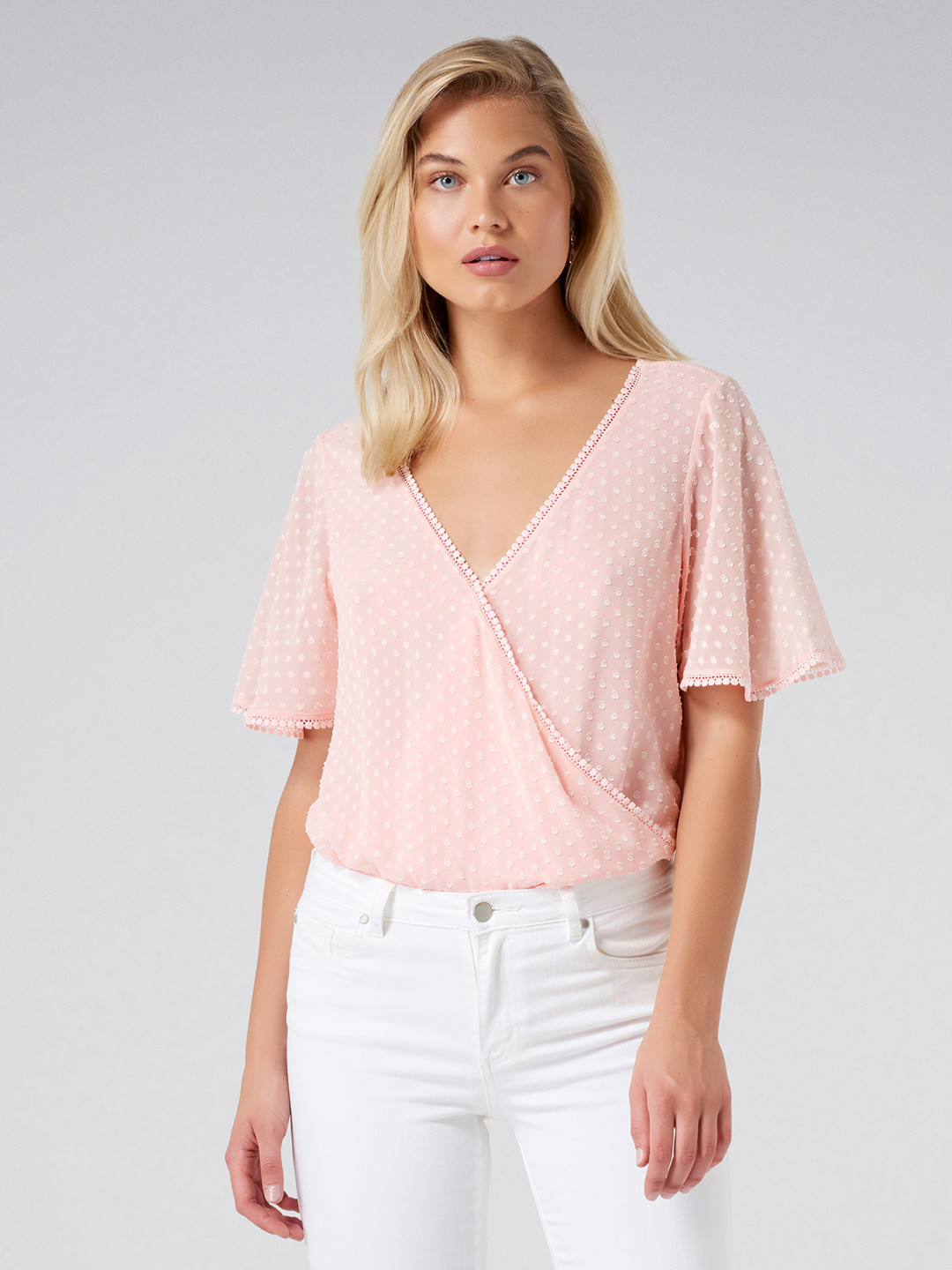 Buy Forever New Women Pink Self Design Wrap Top - Tops for Women ...