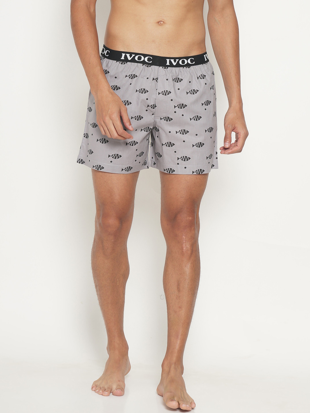 Buy IVOC Men Grey Printed Pure Cotton Boxers IVBPL25MBS01 - Boxers for ...