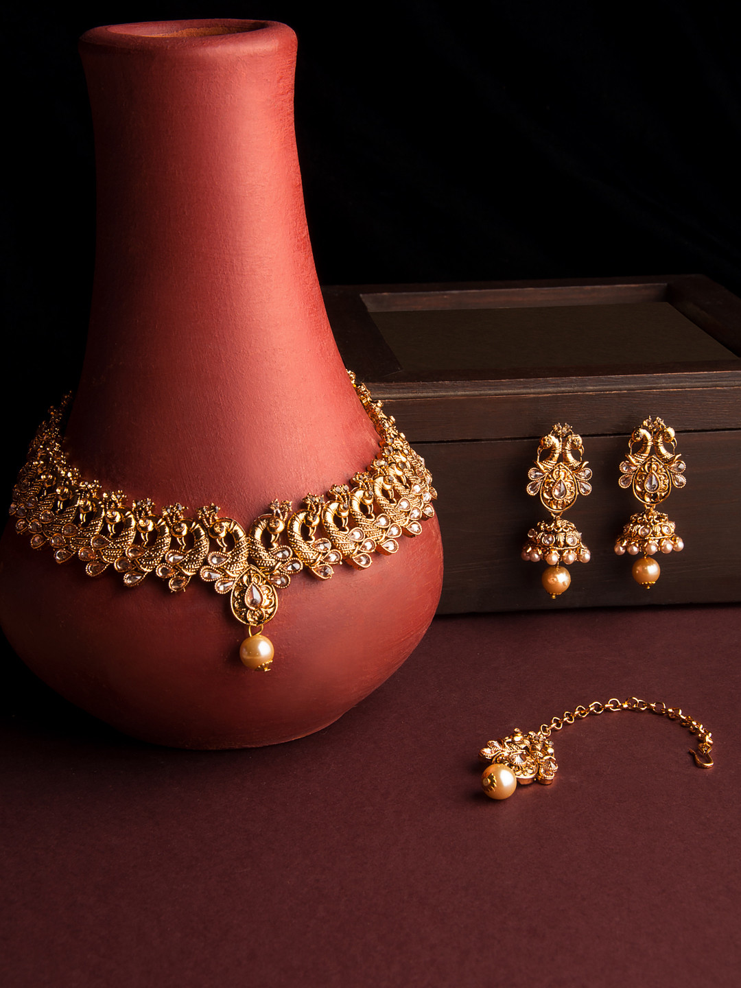 Buy Rubans Gold Plated & Yellow Rhinestone Studded Beaded Jewellery Set - Jewellery Set for ...