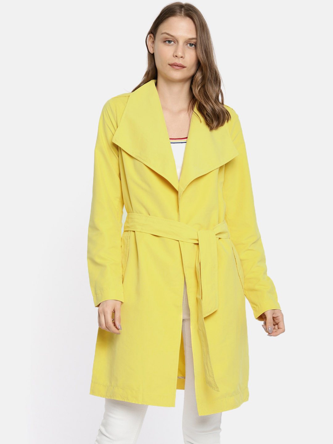 Buy Vero Moda Women Yellow Solid Trench Coat - Coats for Women 6555020 ...