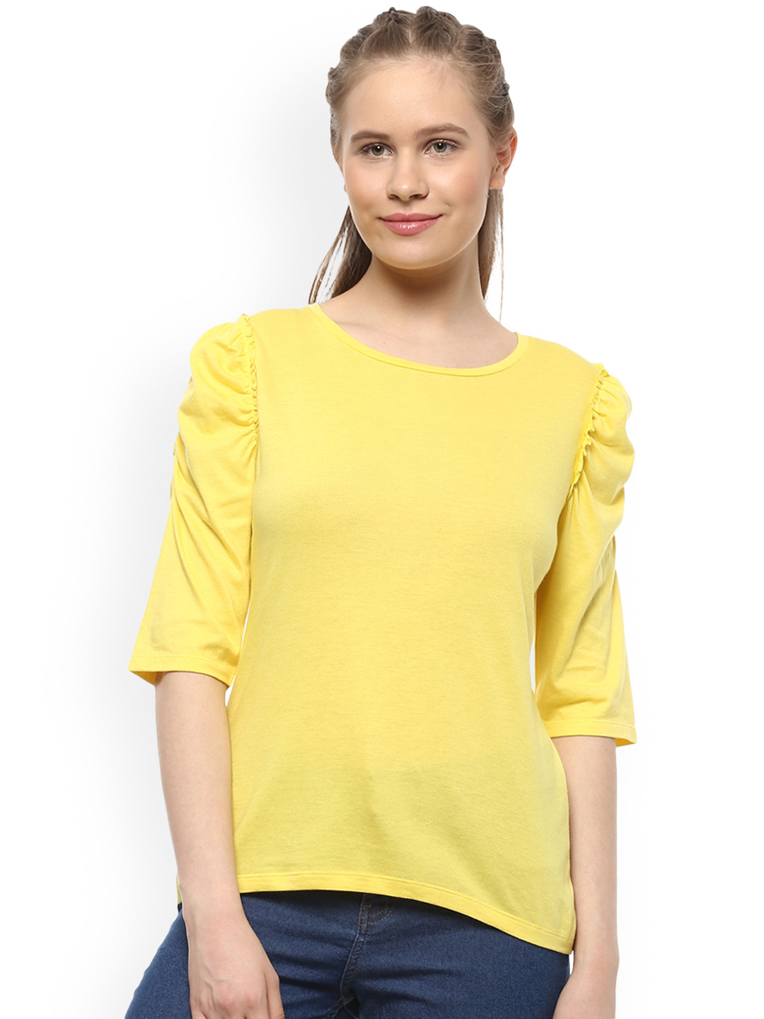 Buy People Women Yellow Solid Top - Tops for Women 6583009 | Myntra