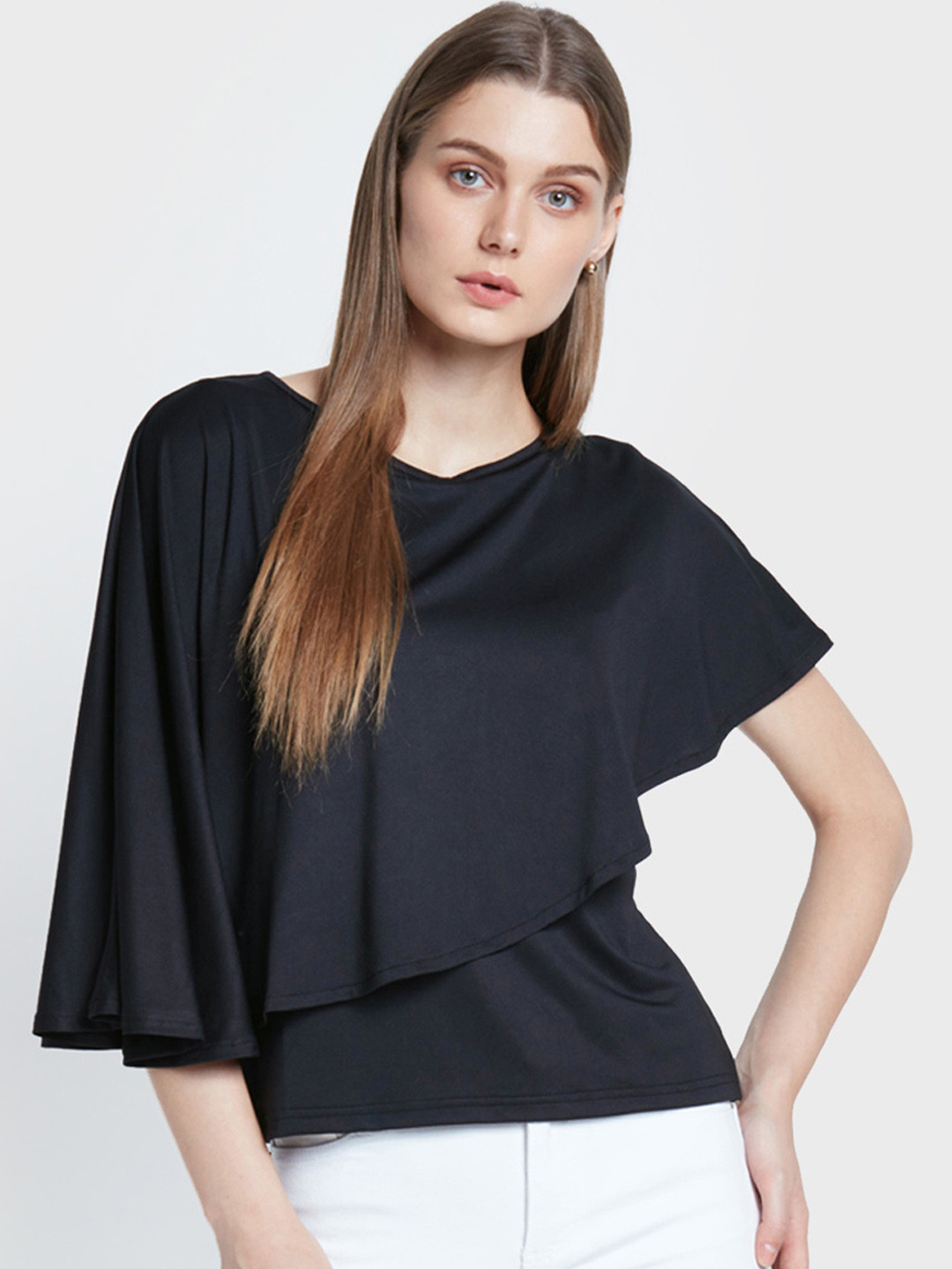 Buy AND Women Black Solid Layered Top - Tops for Women 6586450 | Myntra