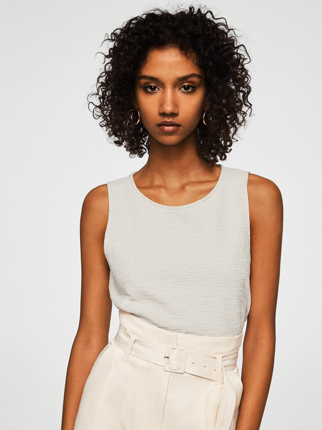 Buy MANGO Women White Solid Pure Cotton Top - Tops for Women 6612292 ...