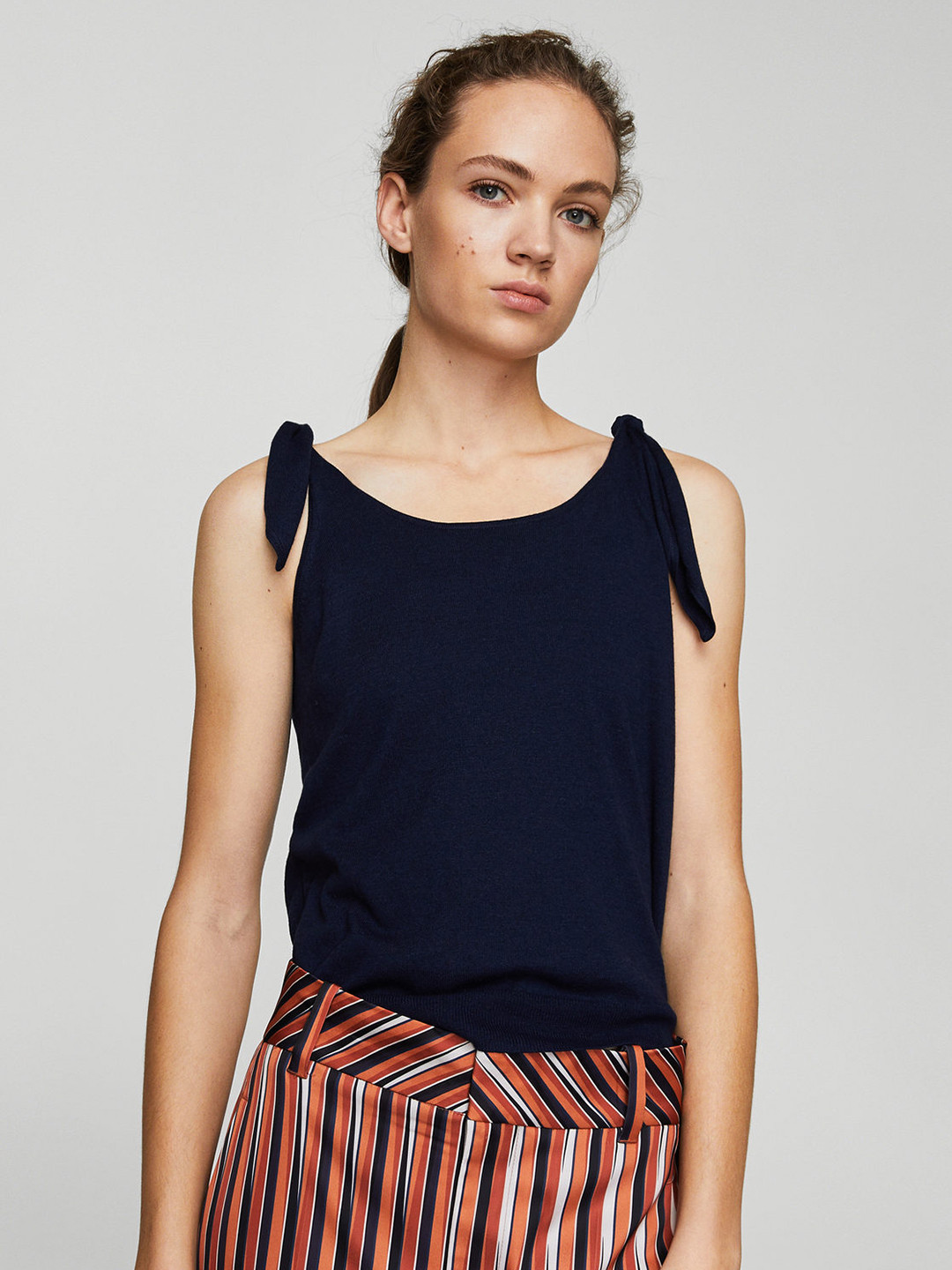 Buy MANGO Women Navy Blue Solid Top - Tops for Women 6612401 | Myntra